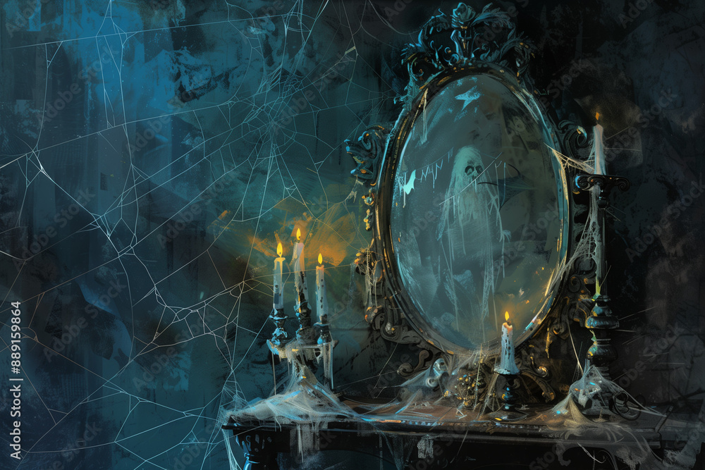 Mystical Fortune-Telling Scene with Crystal Ball, Lit Candles, and ...