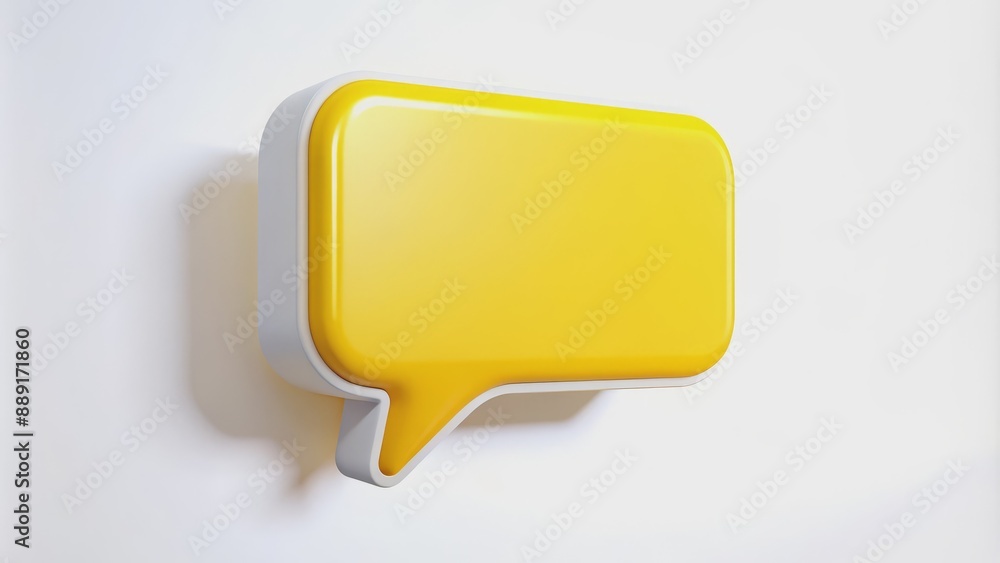 Vibrant yellow 3D speech bubble rises from modern white chat box with ...