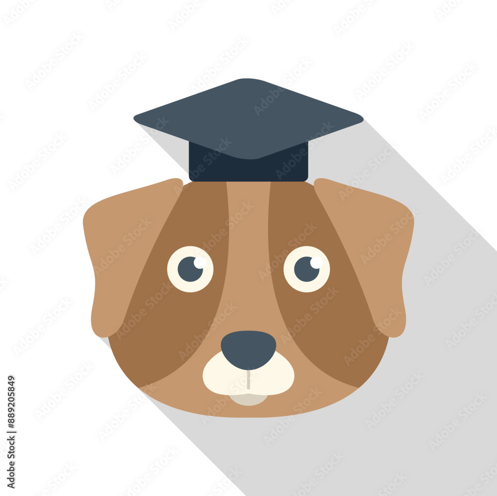 Cartoon dog wearing a graduation cap, representing education and canine ...