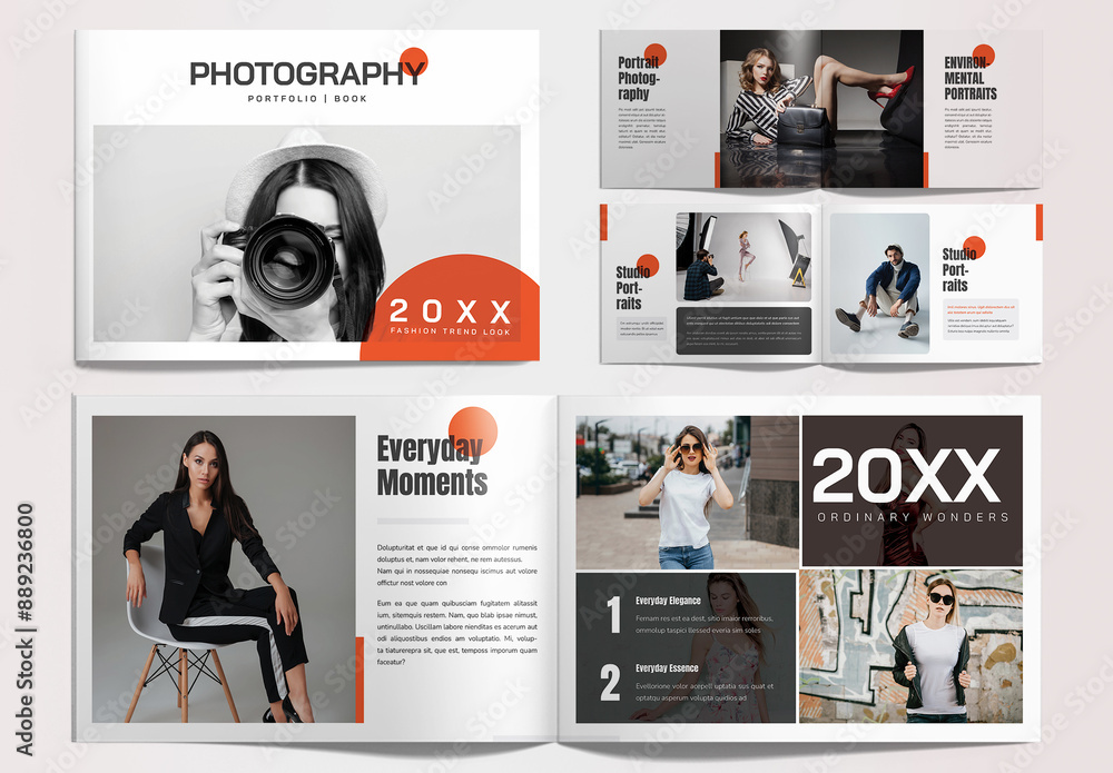 Photography Portfolio Book Layout with Landscape Stock Template | Adobe ...