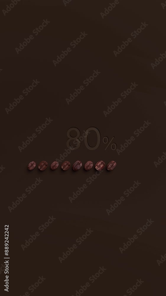 Loading bar 0-100 % vertical animation of coffee beans on brown ...