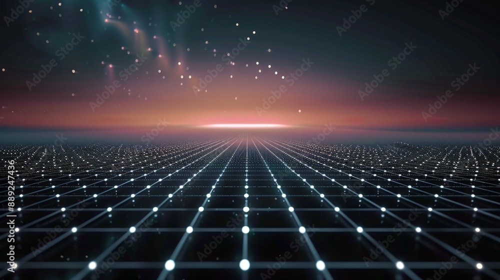 Featuring a high-resolution digital grid that extends into the horizon ...