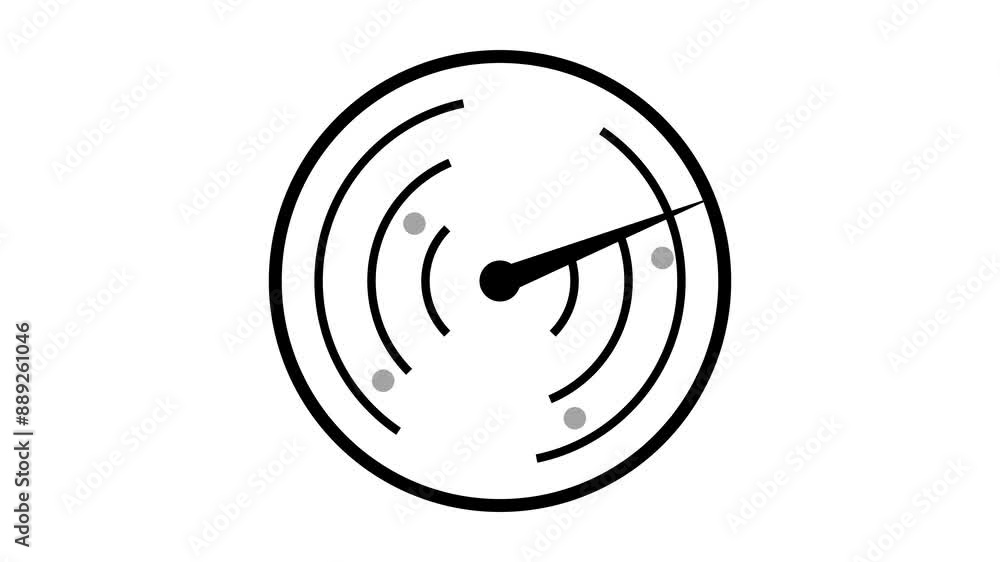 black color technology radar animation icon sonar target signal map ...