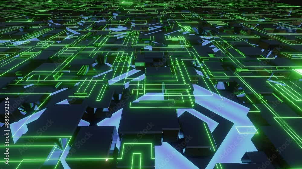 4k looped animation. 3d objects form sci fi composition on surface 3d ...