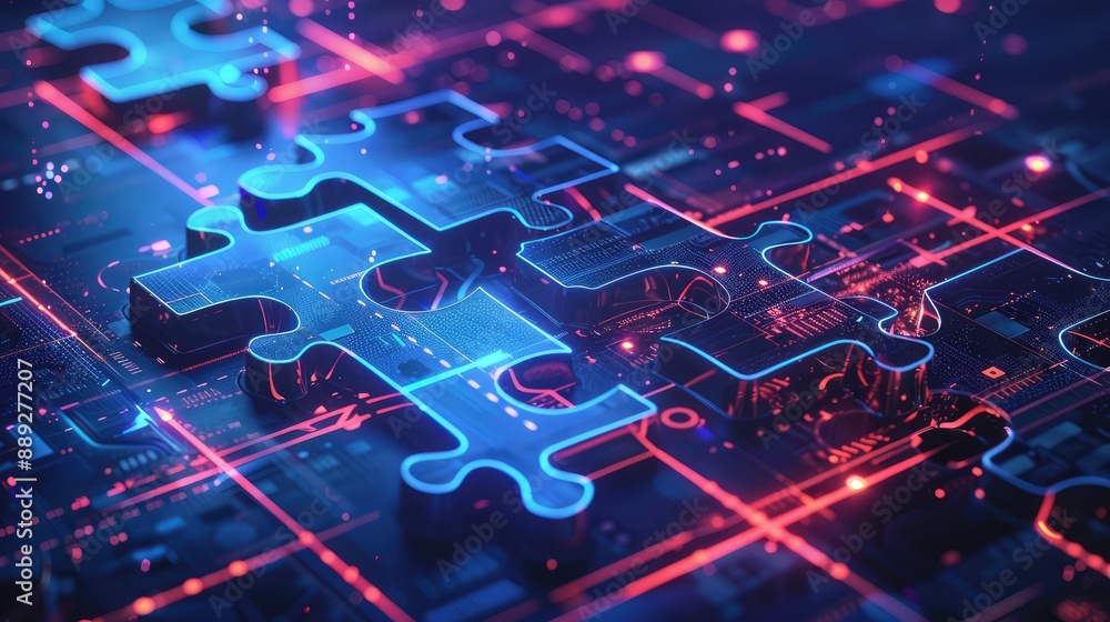 Puzzle digital sheet. Business strategy and social media diagram Stock ...