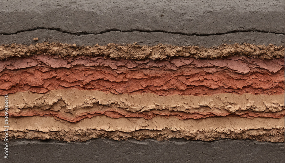 Cross-section through a soil layer with different colored sediment ...