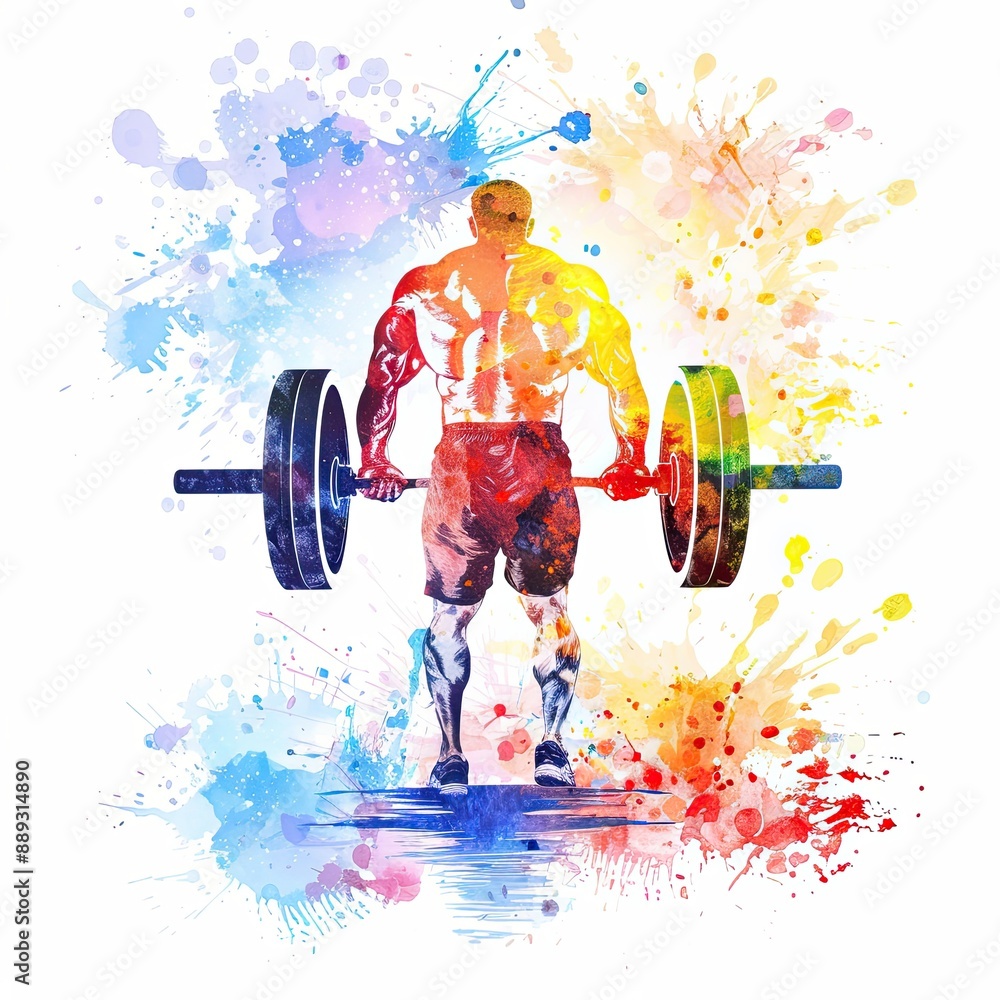 muscular figure lifting a barbell is illustrated in a dynamic ...