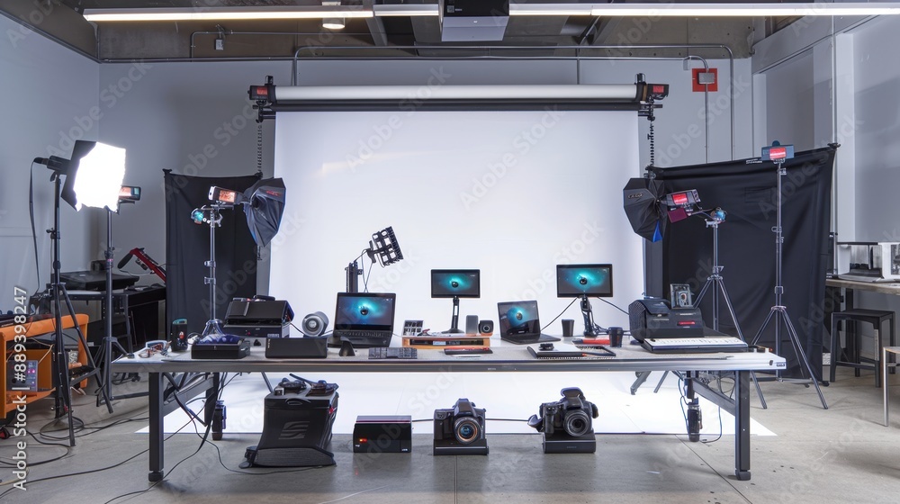 Modern photo studio setup with professional equipment for product ...