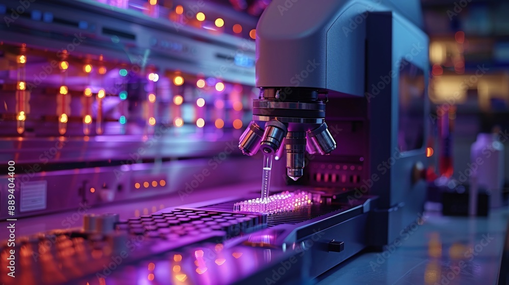 DNA sequencing machine clean flat background bright studio lighting ...