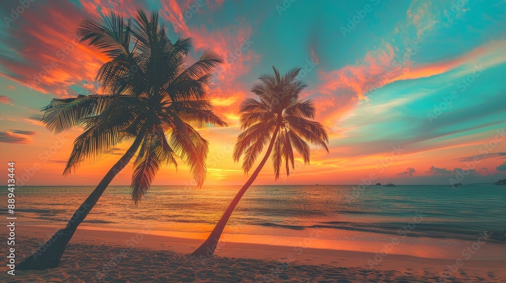 Realistic beach scene in 4K Ultra HD with turquoise waters, golden ...