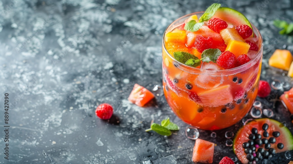 Subak Hwachae cocktail, Korean traditional watermelon punch salad drink ...