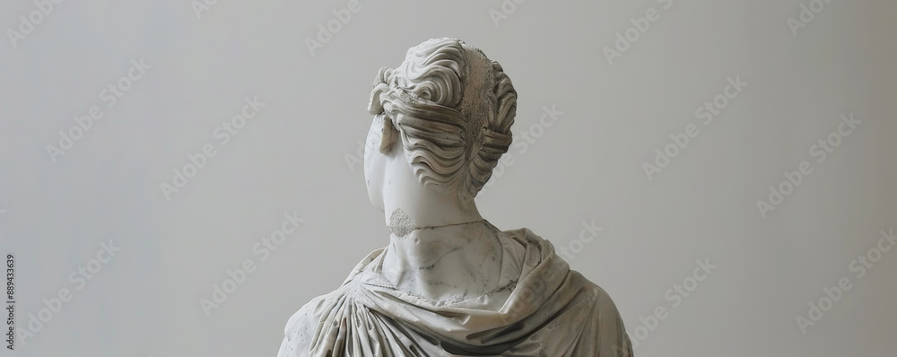 Antique headless marble sculpture of an unknown person, elegantly ...