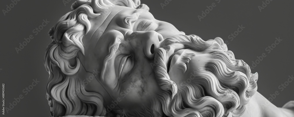 Monochrome sculpture of Morpheus, the Greek god, highlighting his ...