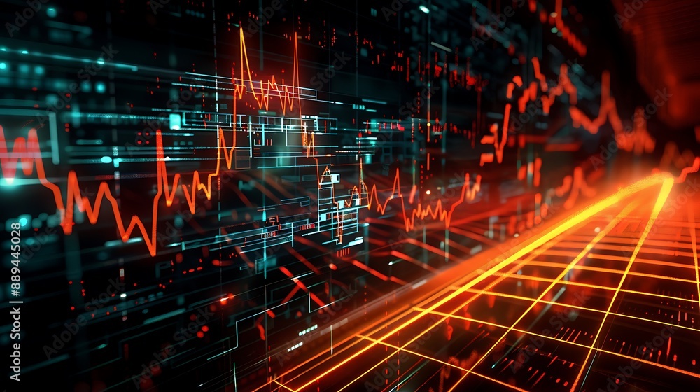 Dynamic stock market chart animated to resemble a heartbeat, pulsing ...