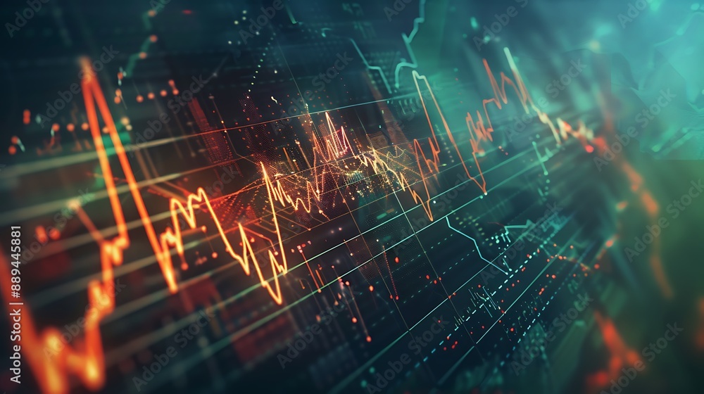 Dynamic stock market chart animated to resemble a heartbeat, pulsing ...