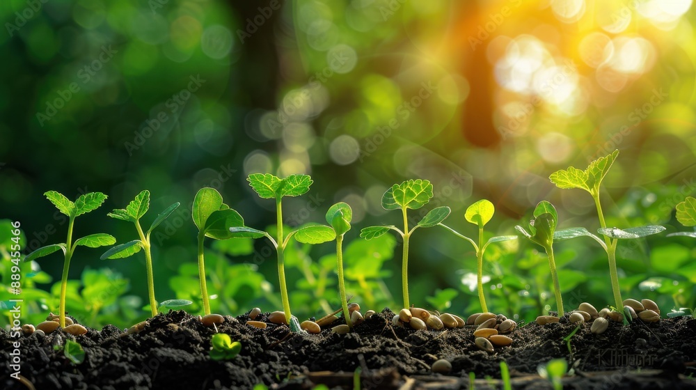 Germinating seeds and sprouting plants symbolizing new life and growth ...