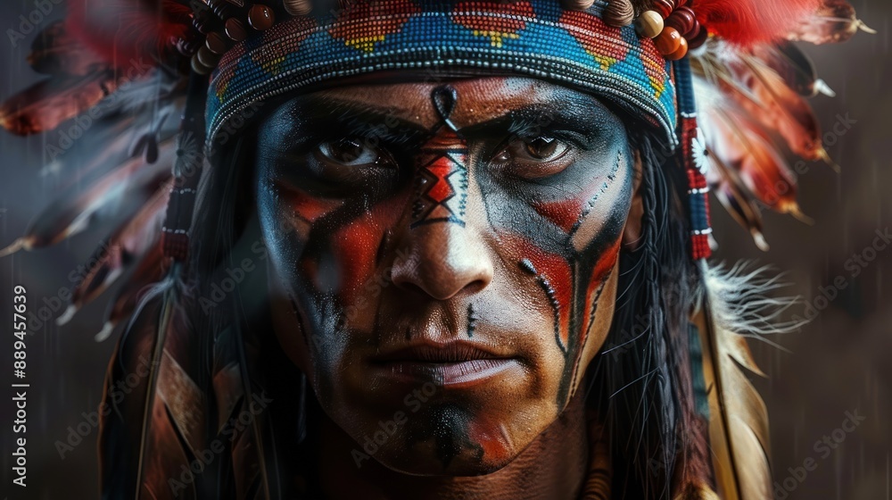 Man face tribe apache native Indian american background wallpaper AI ...