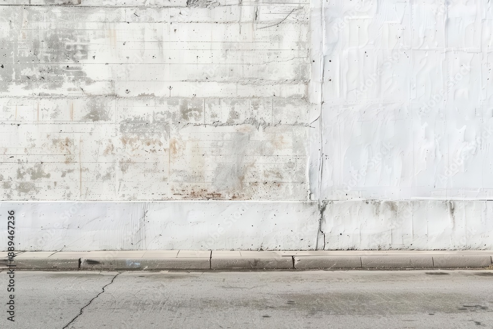 urban street scene long concrete wall with white plaster perfect for ...