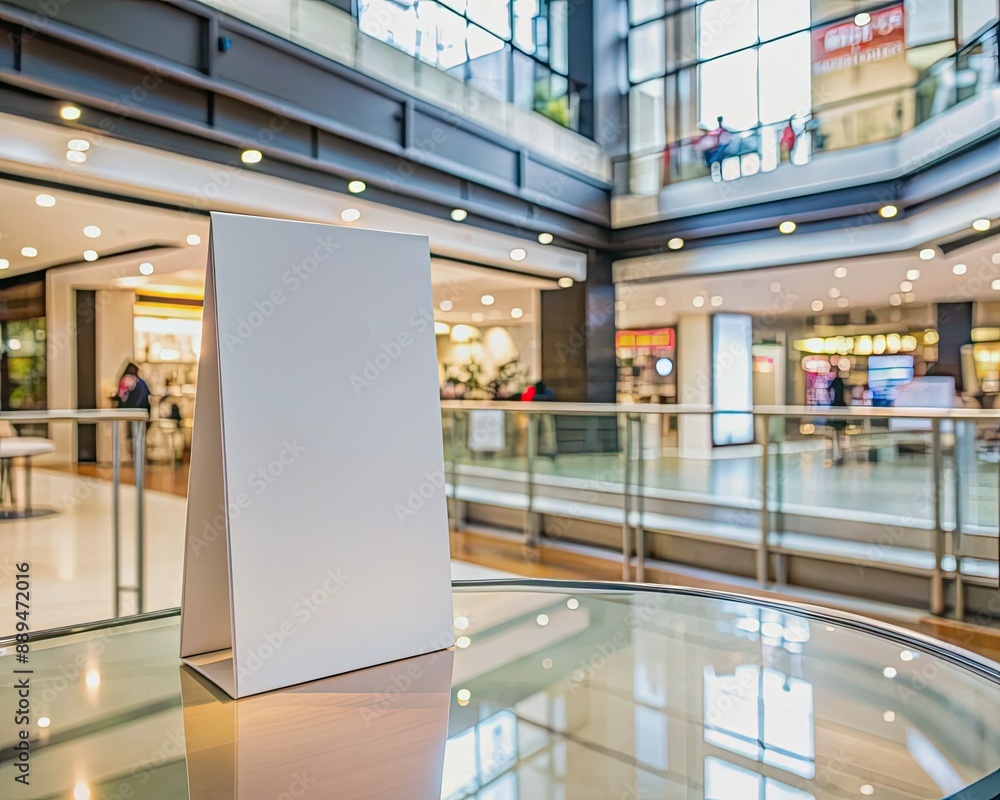 Empty modern shopping mall stand displays blank booklet mockup on ...