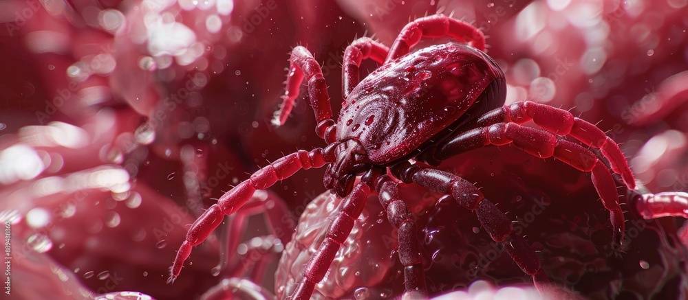 Upside down Castor Bean Tick (Ixodes ricinus) filled with blood. Humans ...