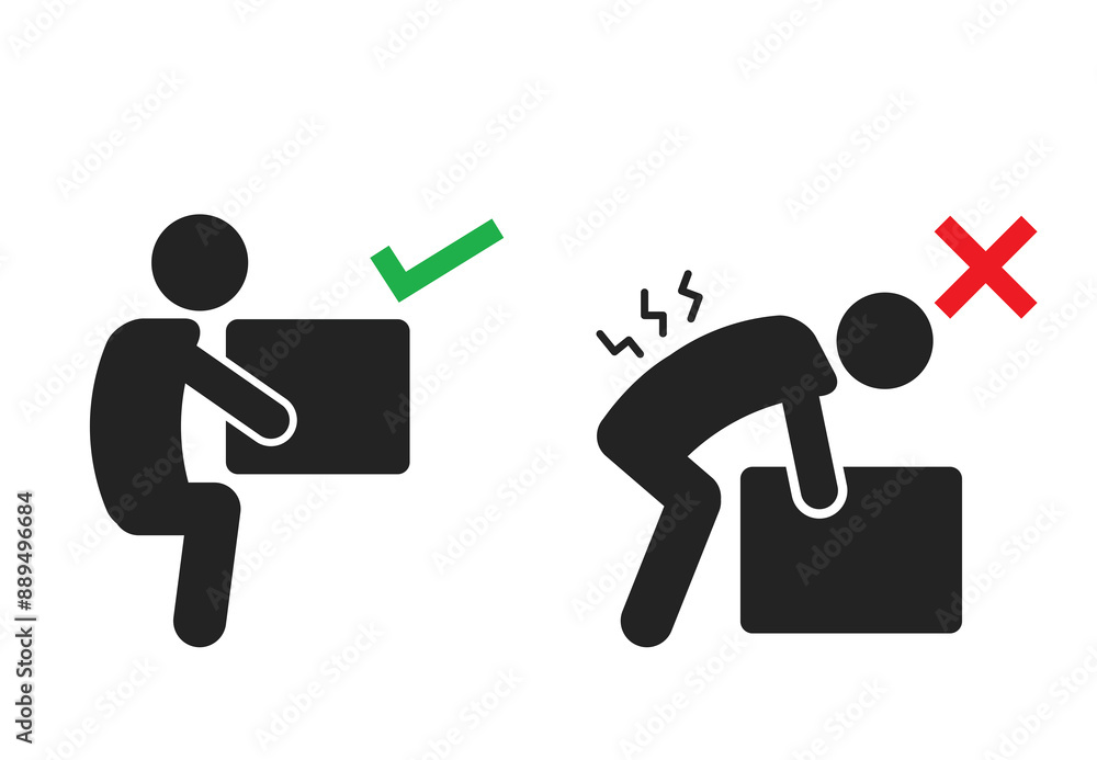 lift heavy box icon, Correct lifting posture, object lifting icon ...