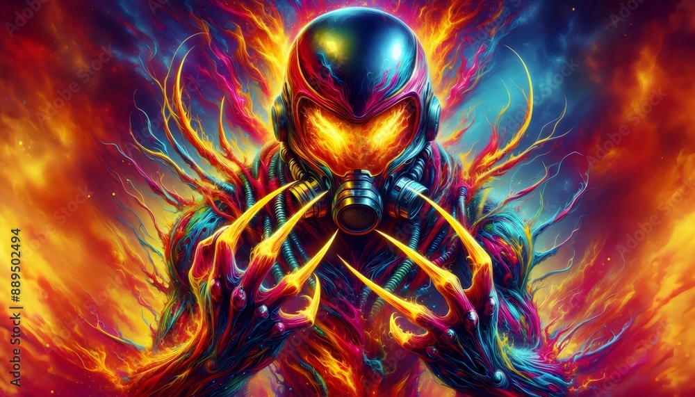 Epic Fantasy Illustration of a Nuclear Disaster with Gas Masks, Claws ...