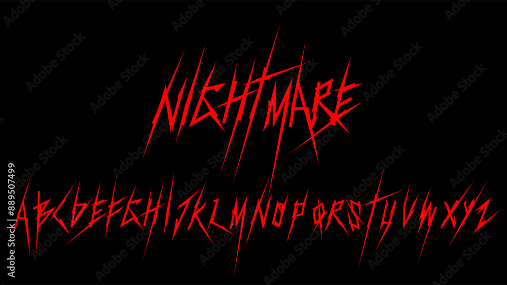Nightmare Dark Lettering vector font type style Gothic bloody, spiky ...