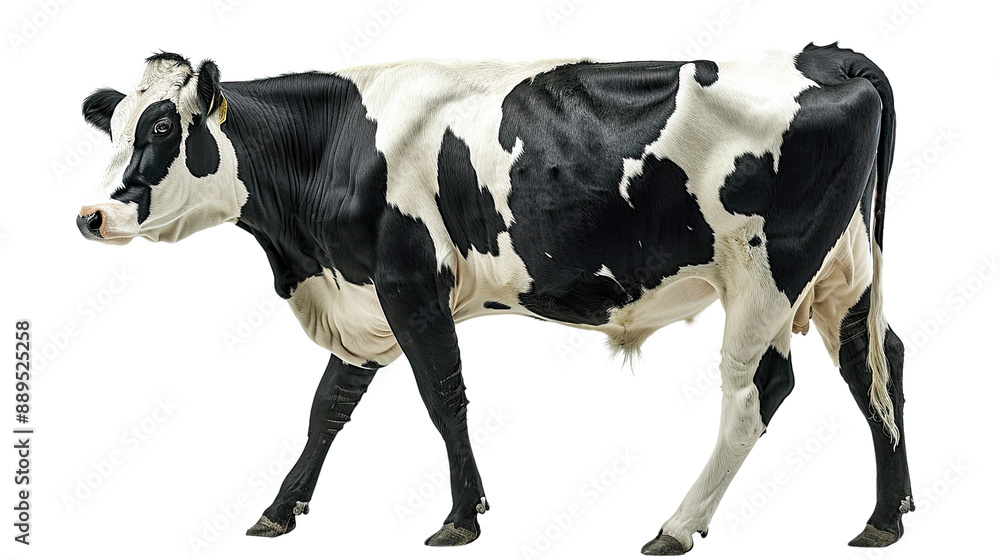 a beef cattle full body shot, side view, standing on grass, realistic ...