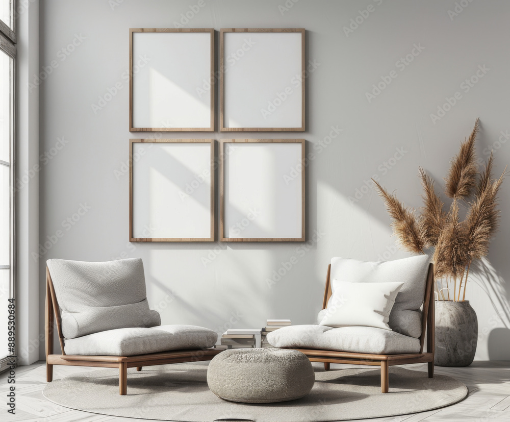 quadruple Frame mockup, ISO A paper size. Home Office wall poster ...