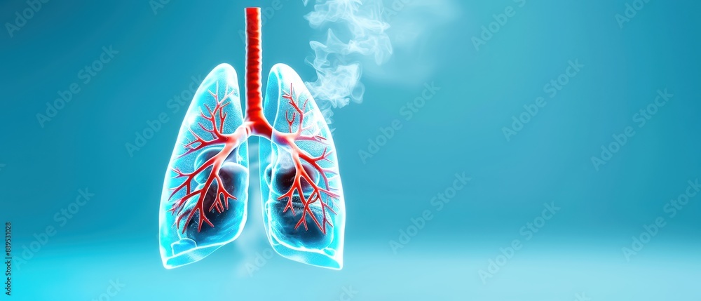 3D rendered illustration of human lungs showing respiratory system ...