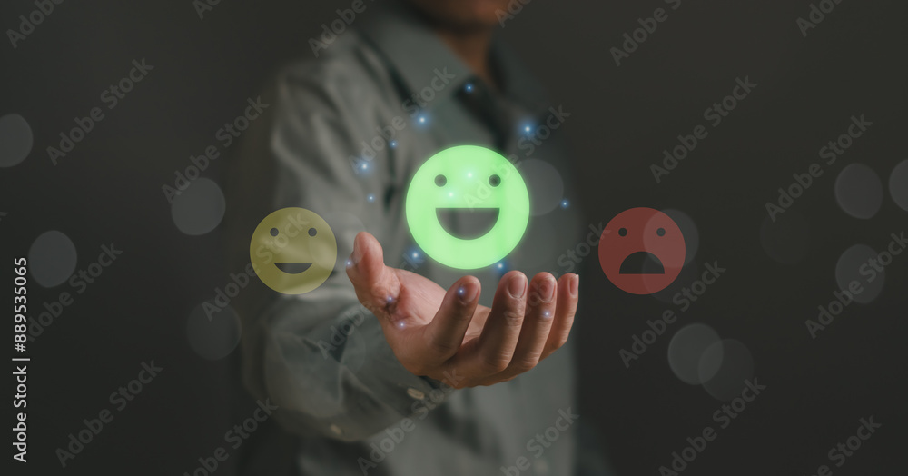 Concept of customer experience, satisfaction, service excellence rating ...
