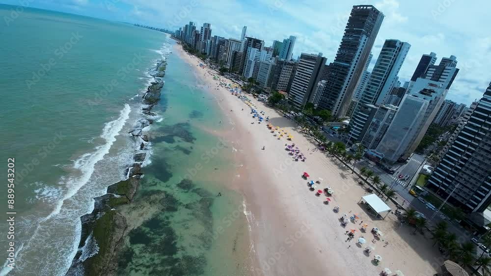 Boa Viagem Beach At Recife Pernambuco Brazil. Turquoise Ocean Waves ...