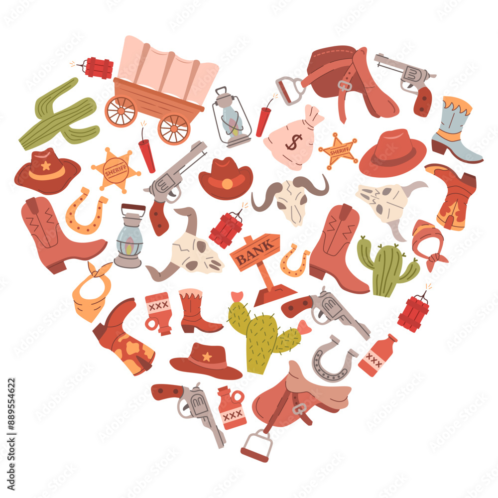 Frame heart wlid west.Gun revolver. Cowboy revolver.Wlid west weapon ...