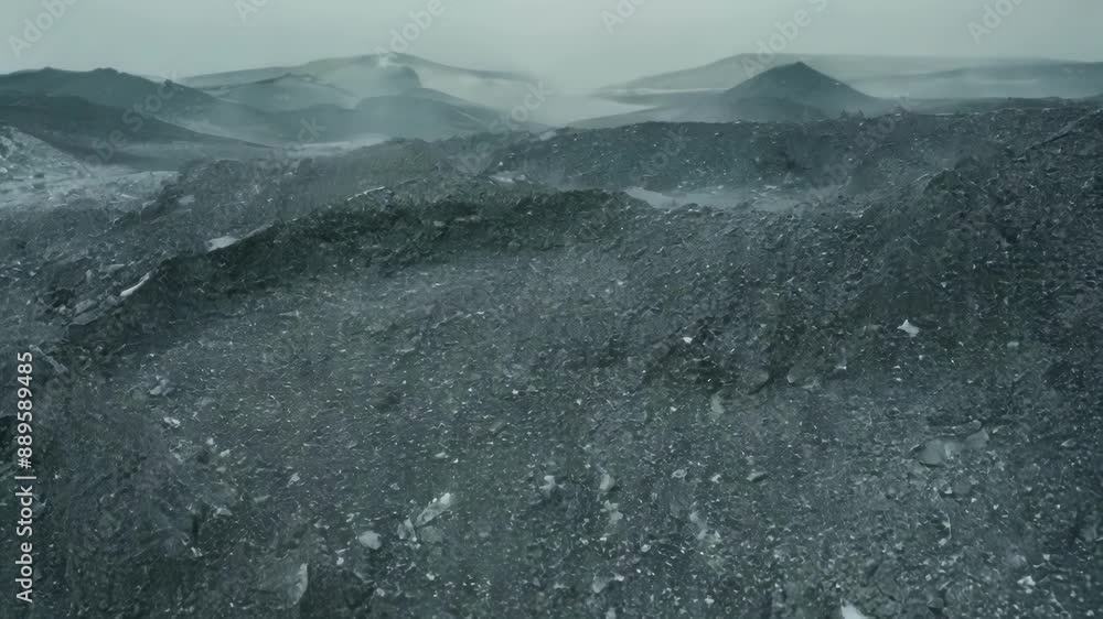 Closer look at the texture and depth of the volcanic ash with its ...