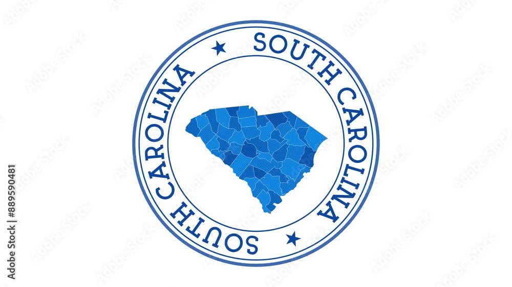 South Carolina intro. Badge with the circular name and map of the US ...