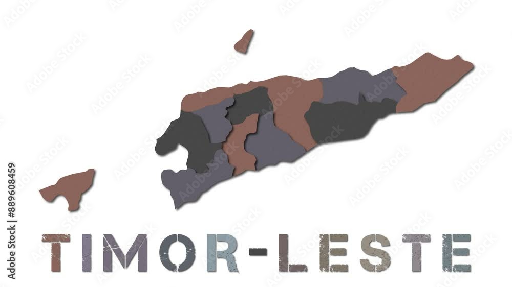 Timor-Leste map with paper regions. Animated country map growing from ...