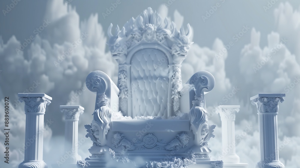 A magnificent throne and shining crown that express the majesty of the ...