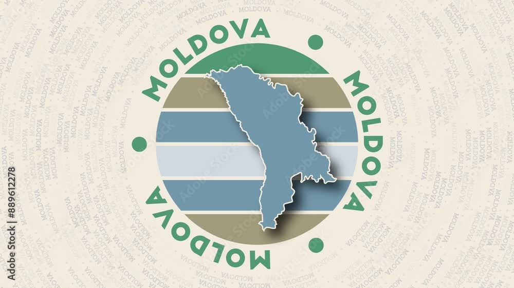 Moldova logo intro. Badge with the circular name and map of country ...