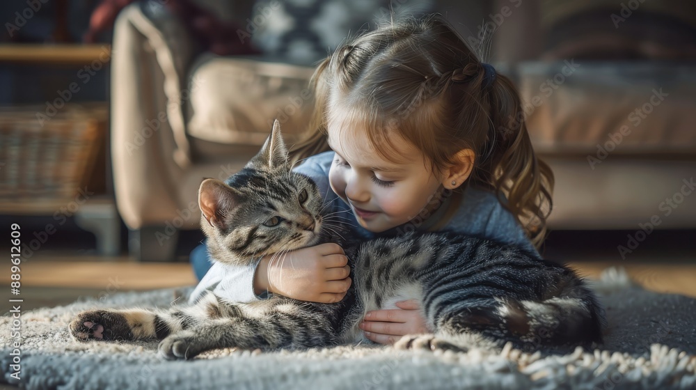 Raising awareness about cat adoption with happy families, realistic ...