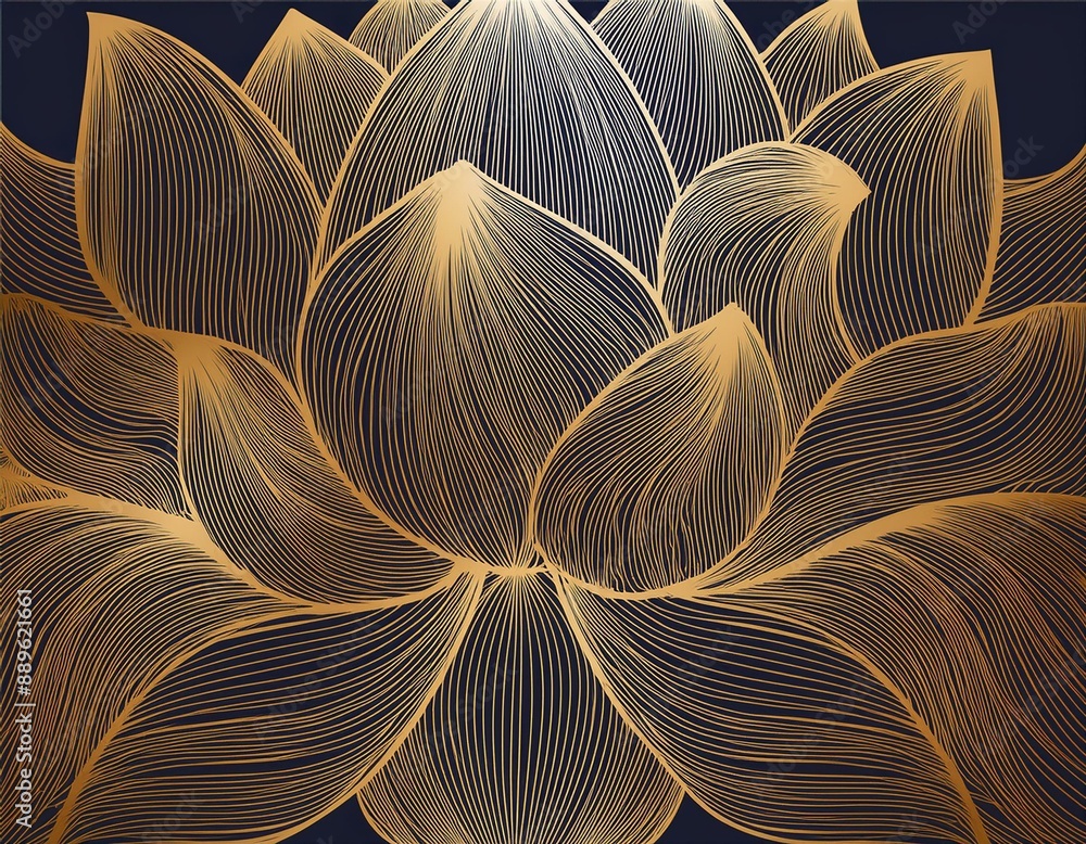 Luxury Golden lotus background . Gold Lotus line arts design for ...
