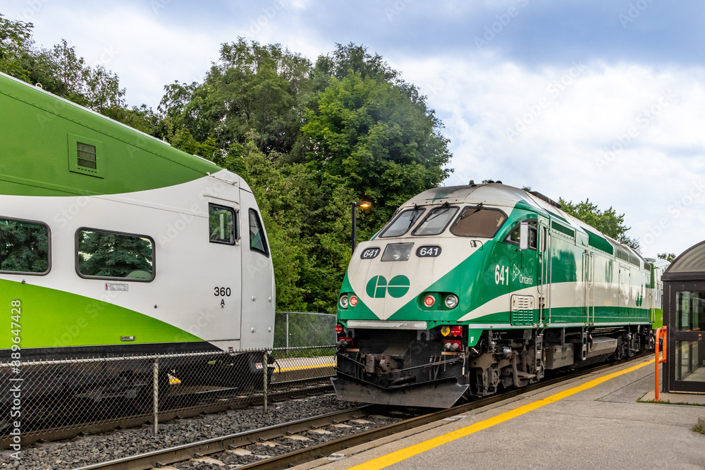 Toronto Canada, July 17, 2024; Metrolinx GO transit commuter train ...