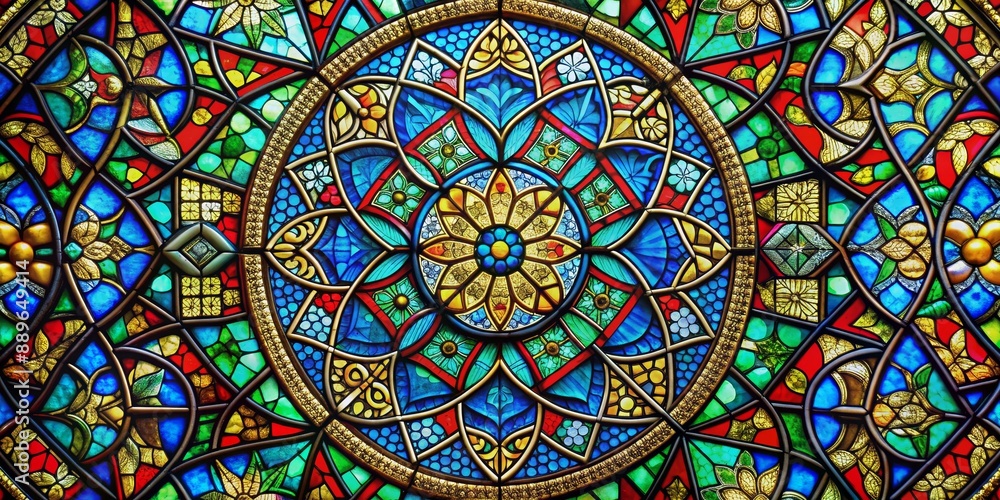 Stained Glass Window Close-up A Tapestry of Colors and Shapes, stained ...