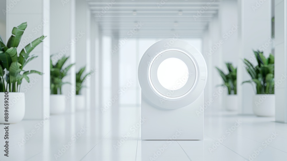 A futuristic health monitoring station in a public space, offering free ...