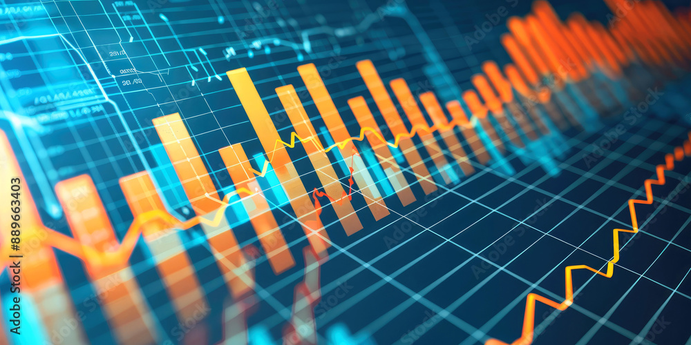 Visualizing Financial Market Trends: Bar Charts and Line Graphs Stock ...