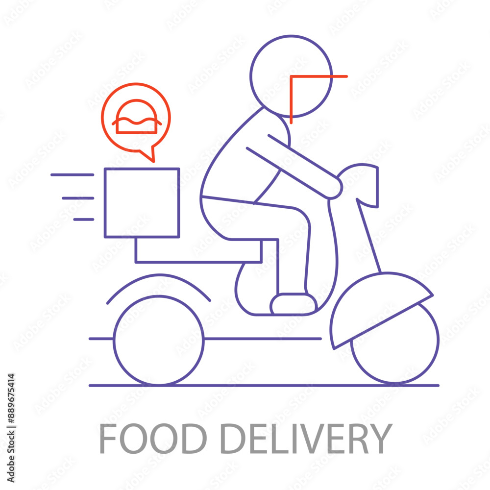 Vetor de Food Delivery Icons: Food Order, Online Food Delivery ...