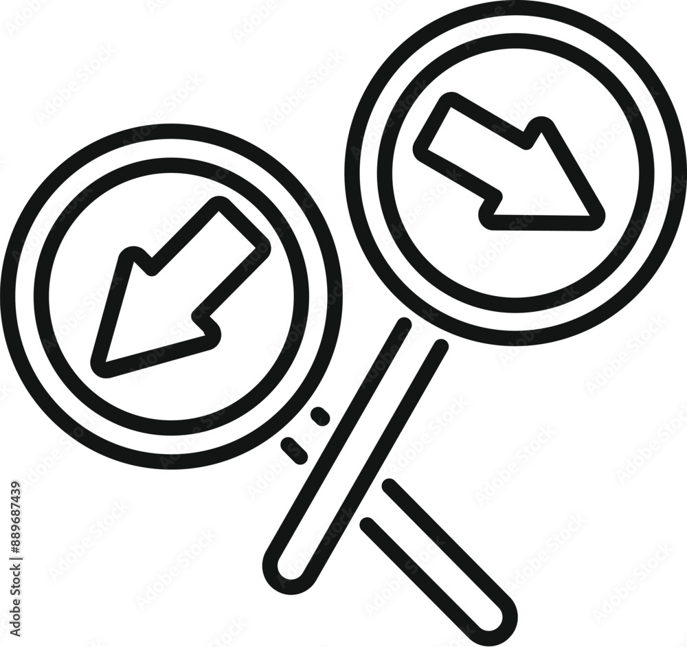 Simple line drawing showing the concept of opposite directions with two ...