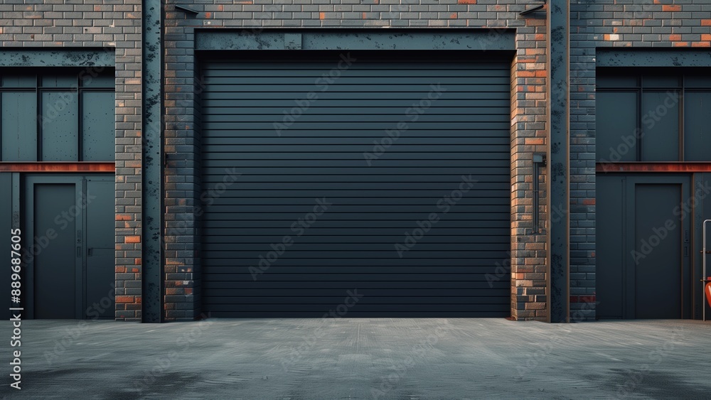 Shutters, gates, steel doors loading section, garage view. locking ...