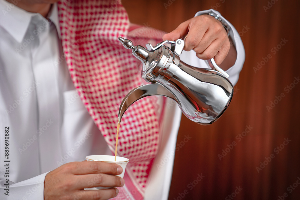 Arabic Coffee pot traditional. Saudi Coffee Dallah, A still life of ...
