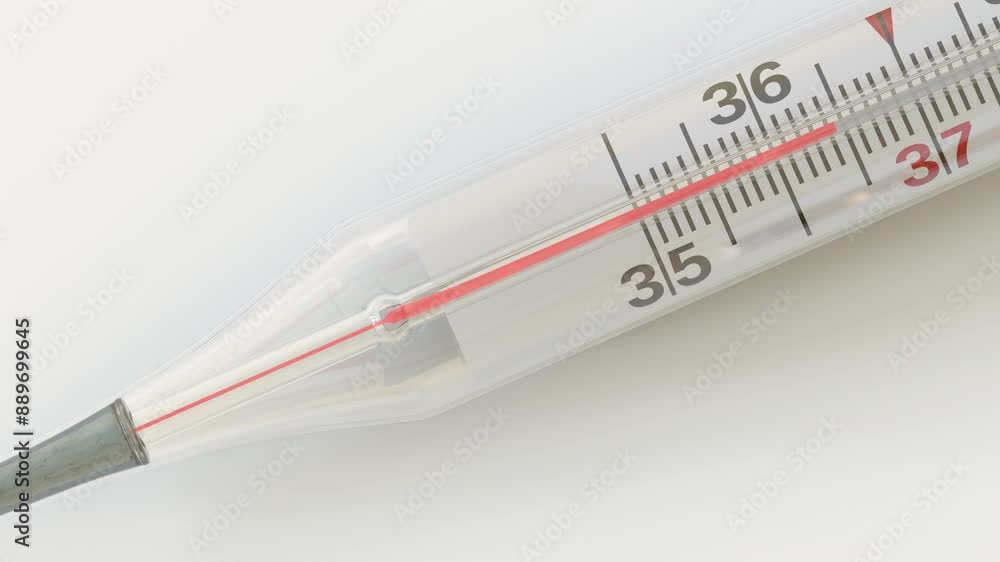 Temperature indicator increases to the end of the scale on the glass ...