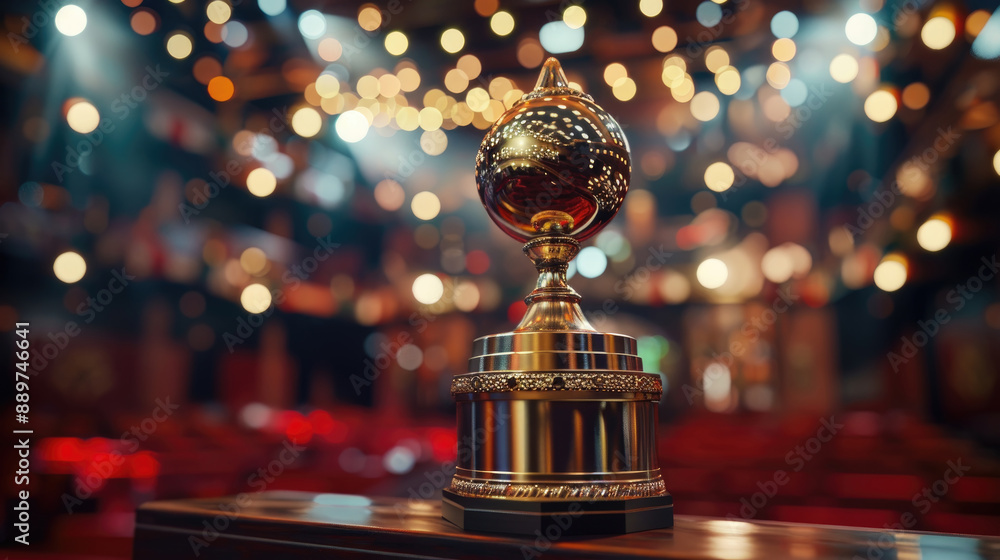 A Magnificent Golden Trophy Sitting Proudly on the Stage, Awaiting Its ...